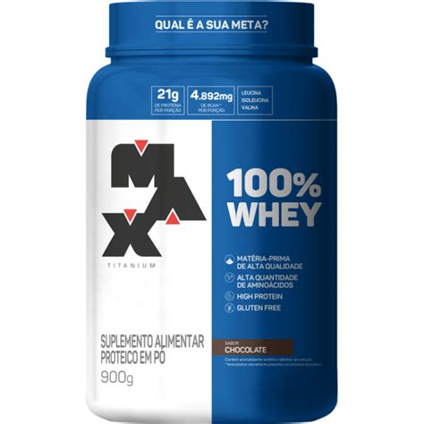 Suplementos 100 Whey Chocolate Max Titanium 900g
