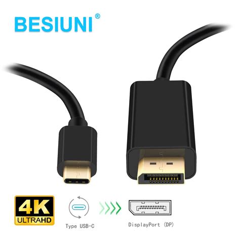 BESIUNI 1 8M USB C Type C Cable Display Port Cable Top USB C Male To DP 4K HDTV Adapter On