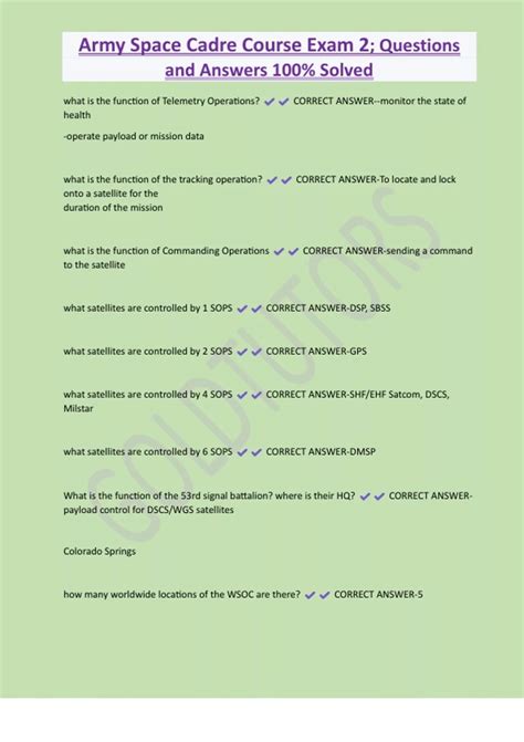 COMPLETE PACKAGE Army Space Cadre Course EXAMS WITH COMPLETE SOLUTIONS Stuvia US