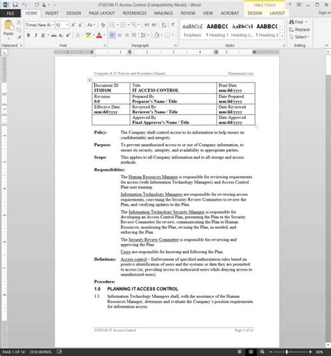 it access control policy access control policies and procedures
