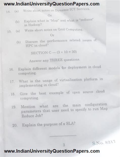 Bharathidasan University M Sc Computer Science Th Semester CLOUD COMPUTING April Question