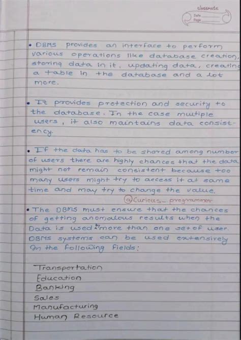dbms handwritten notes codewithcurious