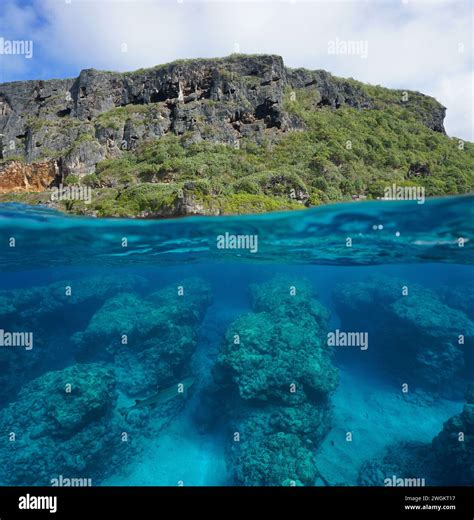 Coastline With Cliff And Rocky Reef Eroded By The Swell Underwater