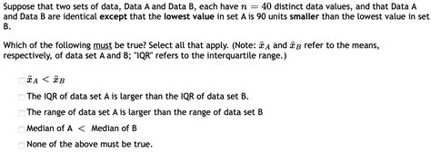 Solved Suppose That Two Sets Of Data Data A And Data B