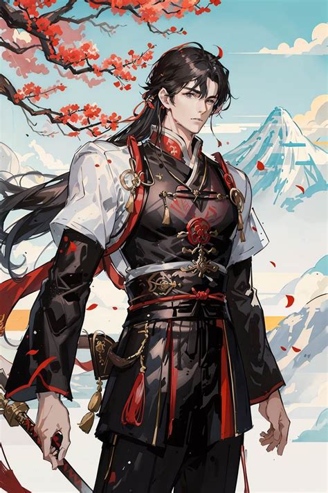 创作男子 插画师アカベ的ai绘图（帅哥）插画图片 Bobopic