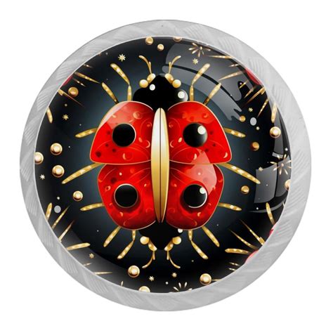 Ladybird Red Drawer Knobs 4 Piece Set Decorative Kitchen Knobs