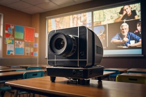 Classroom With A Projector And Screen Premium Ai Generated Image
