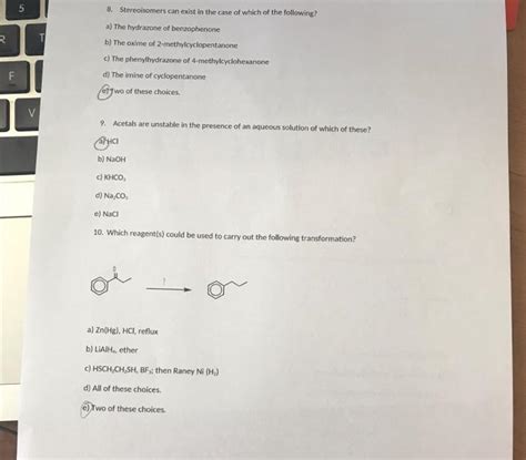 Solved 6 What Is The Correct Structure For