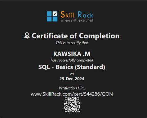 Kawsika Madhavaraj On Linkedin Sql Dataanalysis Skillrack
