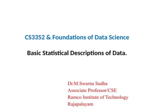 Basic Statistical Descriptions Of Datapptx