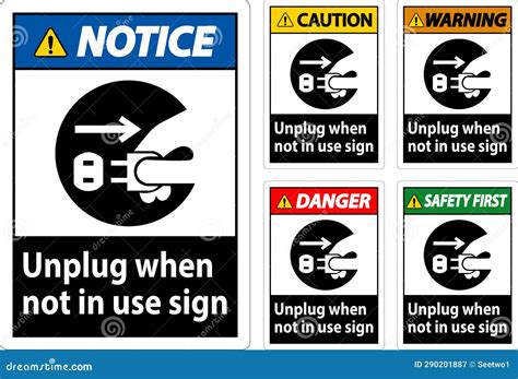 Warning Unplug When Not In Use Symbol Sign Stock Vector Illustration Of Cable Safety 290201887