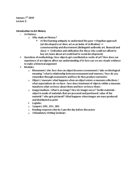 Lecture 1 Introduction To Art History January 7th 2019 Lecture 1 Introduction To Art History