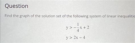 Solved QuestionFind The Graph Of The Solution Set Of The Chegg Com