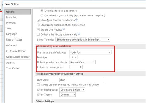Changing Default Font In Excel