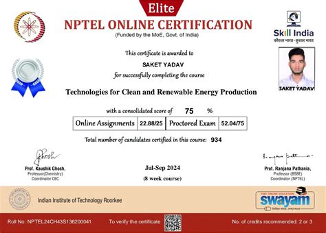 Achievement Lifelonglearning Nptel Professionalgrowth Saket Yadav