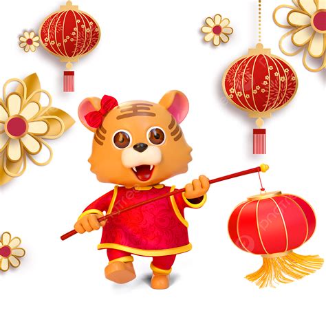 中國新年虎年春節2022老虎3d紅色燈籠邊框 3d 虎年 春節素材圖案PSD和PNG圖片免費下載