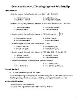 Geometry Guided Notes Proving Segment Relationships By Heather Conley