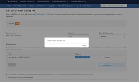 Unable To Upload File To JED Issue 235 Joomla Jed Issues GitHub