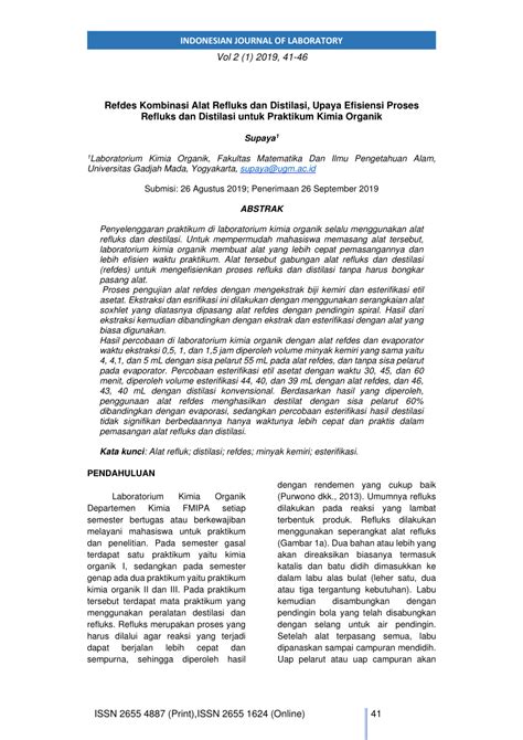 Pdf Refdes Kombinasi Alat Refluks Dan Distilasi Upaya Efisiensi Proses Refluks Dan Distilasi