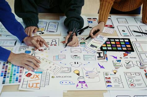 Team Of Creative Web Graphic Designer Planning Drawing Website Ux Ui