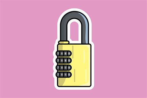 Padlock For Password Secure Sticker Vector Illustration Technology And Safety Objects Icon