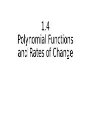1 4 Polynomial Functions And Rates Of Change Pptx 1 4 Polynomial Functions And Rates Of Change