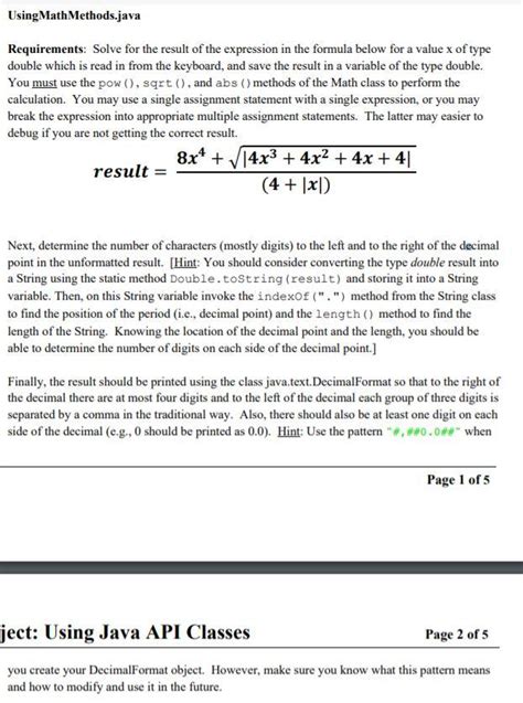 Solved Using Mathmethods Java Requirements Solve For The Chegg