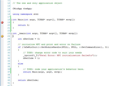 C Main In Mfc Console App Not Winmain Main Stack Overflow