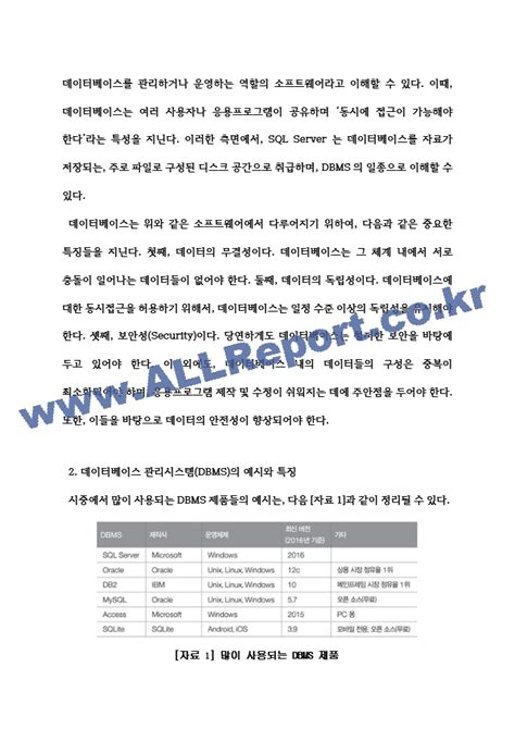 데이터베이스db 데이터베이스 관리시스템dbms 및 Ms Sql Server의 개념에 대한 요약정리기타방송통신