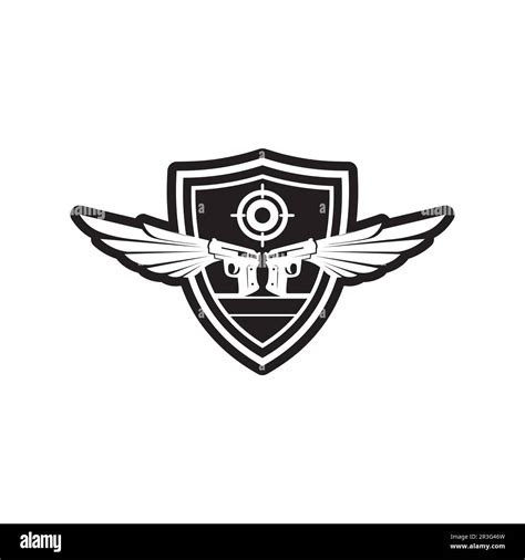 Gun Logo And Army Soldier Sniper Shot Vector Design Illustration Military Shot Revolver Stock