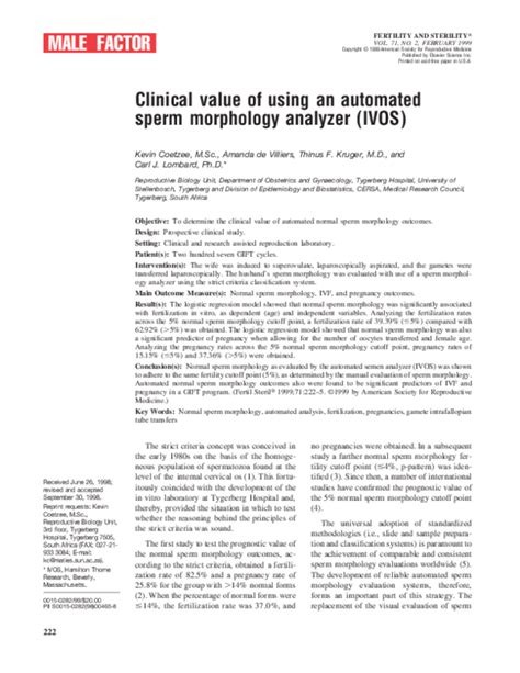 pdf clinical value of using an automated sperm morphology analyzer ivos