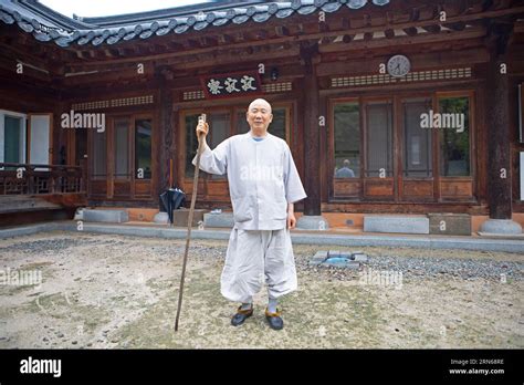 Korean Monk 73 Years Old In Front Of His House Baekyangsa Temple