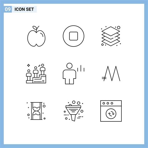 User Interface Pack Of 9 Basic Outlines Of Graph Avatar Server Analytics Win Editable Vector