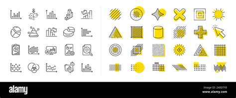 Charts And Diagrams Line Icons Set Of 3d Chart Block Diagram And Dot Plot Graph Icons Design