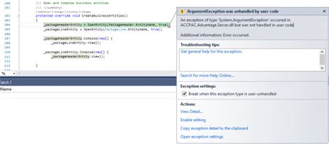 System ArgumentException Occurred In ACCPAC Advantage Server Dll Sage ERP Tips Tricks