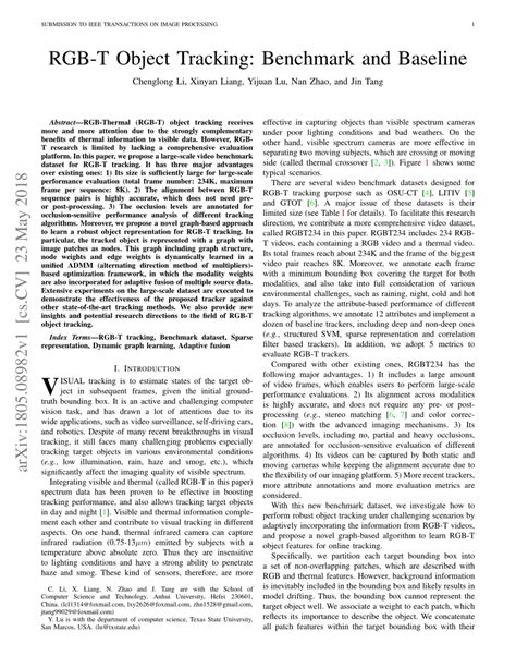 pdf rgb t object tracking benchmark and baseline