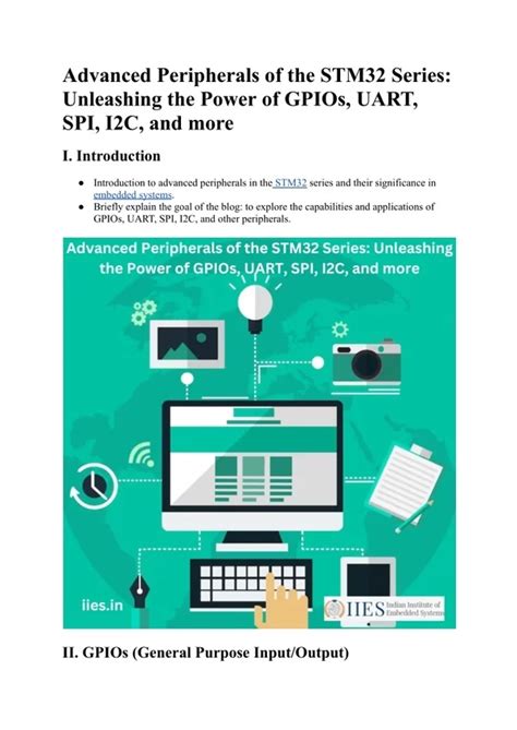 Ppt Advanced Peripherals Of The Stm32 Series Unleashing The Power Of Gpios Uart Spi I2c