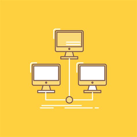 Database Distributed Connection Network Computer Flat Line Filled