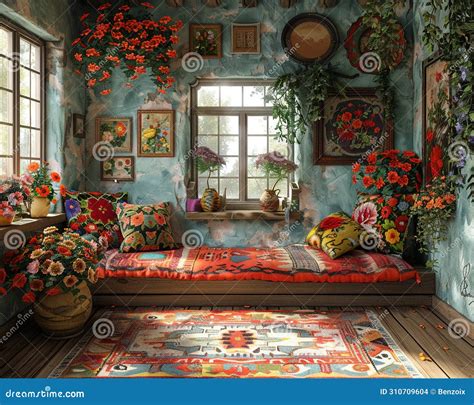Traditional Russian Dacha With Folk Art And A Samovar3d Render Stock