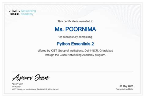 🎉 Proud To Share That I Have Successfully Completed Python Essentials 2 Through The Cisco