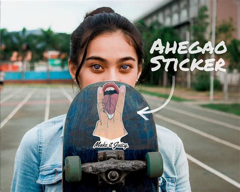 Ahegao Face Vinyl Sticker Tongue Sticking Out Licks Fingers Etsy Hong