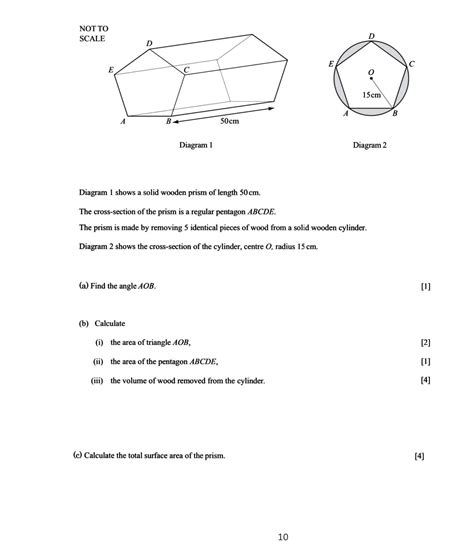 Solution Cie Igcse Math 0580 Mensuration And Algebra Topical Past