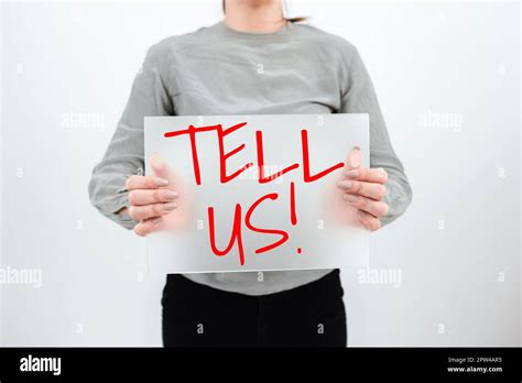 Text Caption Presenting Tell Us Conceptual Photo Communicate Information To Someone In Spoken