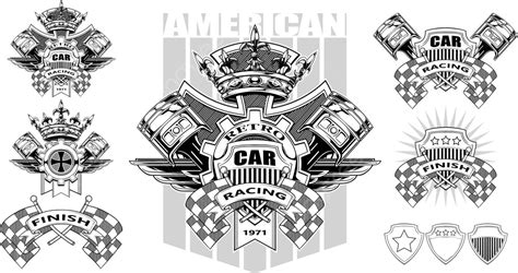 Vector Del Escudo De Armas Americano Descarga Vector De Conjunto De