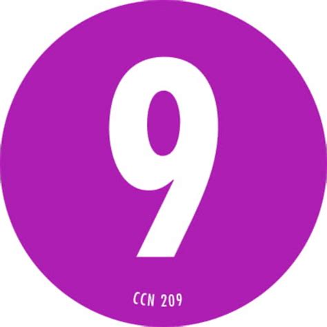 Number 9 Purple Circle 2 Diameter