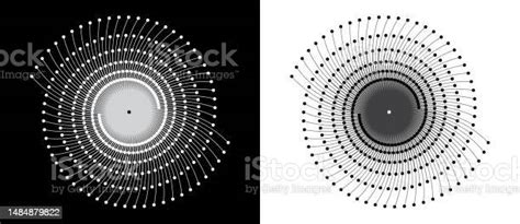 선이 있는 추상적인 배경 로고 또는 아이콘으로 창조적 인 나선형 흰색 배경에 검은색 선이 있고 검은색 면에 흰색 선이 있습니다 돌기에 대한 스톡 벡터 아트 및 기타 이미지