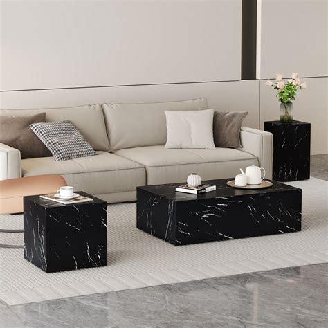 Ivy Bronx Marble Texture Mdf Coffee Table Set A Choice For Modern