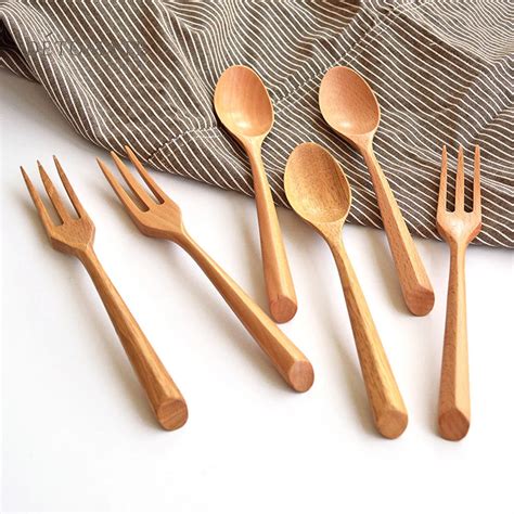 Portable Creative Dessert Ice Cream Wood Handle Kitchen Wooden Spoon