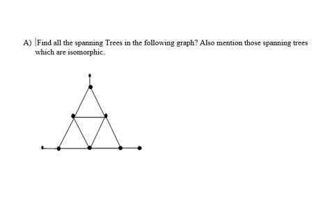 Solved A Find All The Spanning Trees In The Following Chegg Com