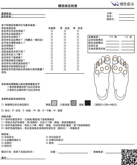 临床工具糖足检查表 创面科普 漫舒医疗